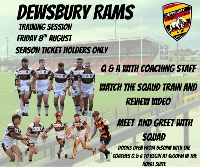Exclusive Training Day Access for Season Ticket Holders – Dewsbury Rams ...